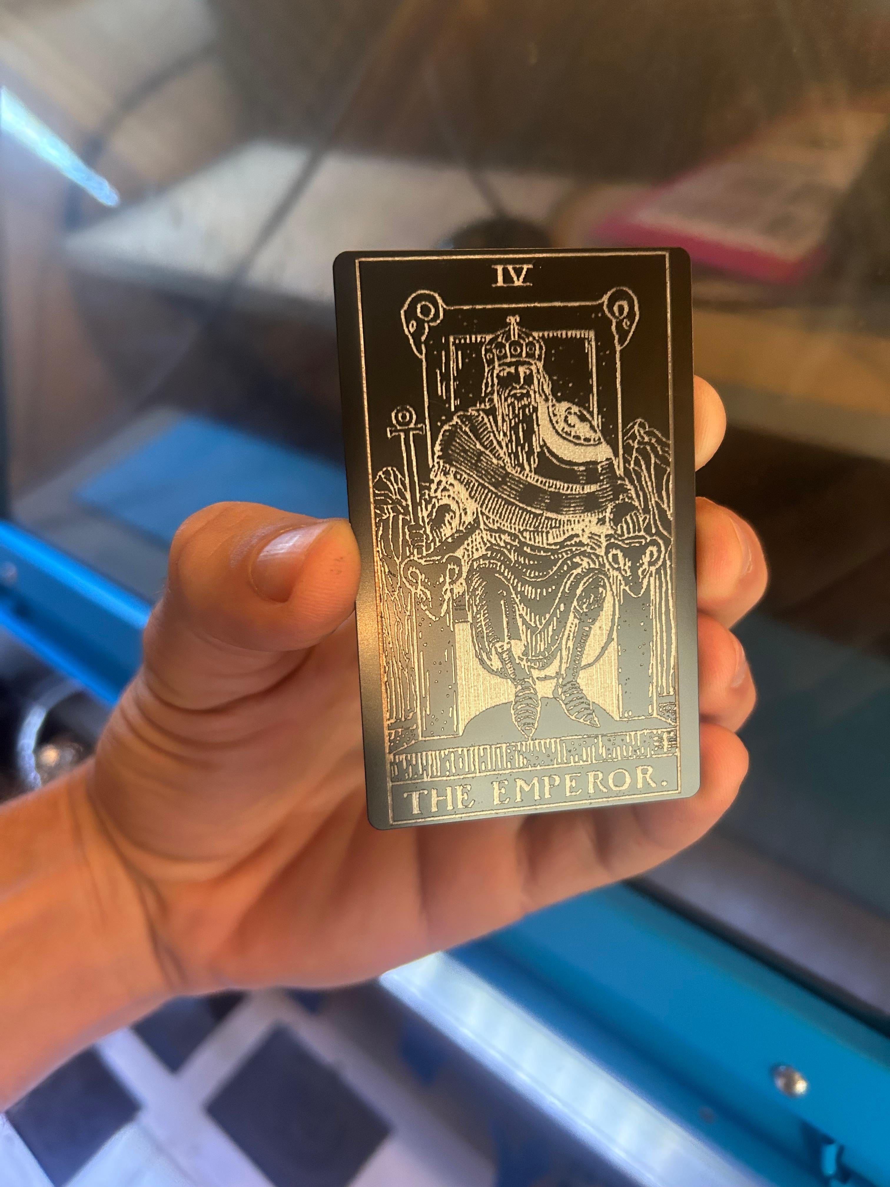 The Emperor Metal Tarot Card | Engraved Anodized Aluminum – Custom ...